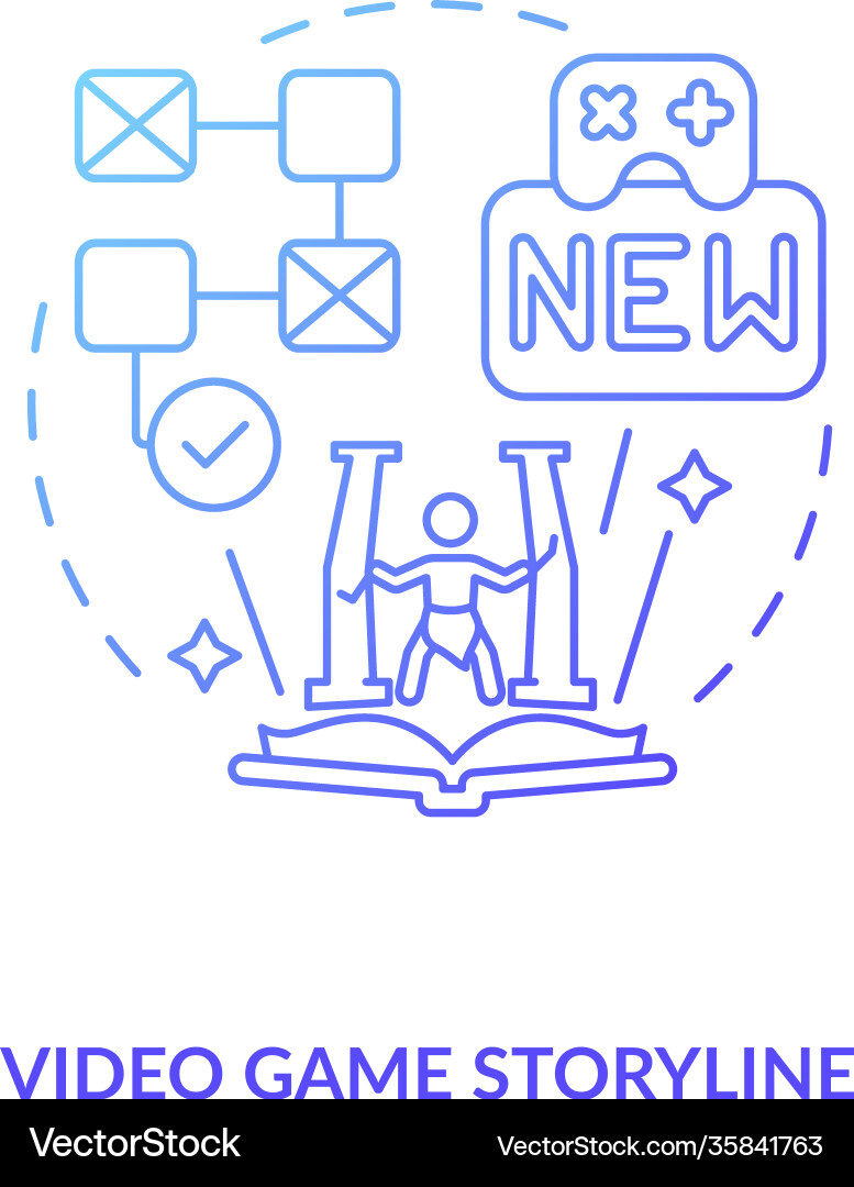 Video game storyline concept icon Royalty Free Vector Image