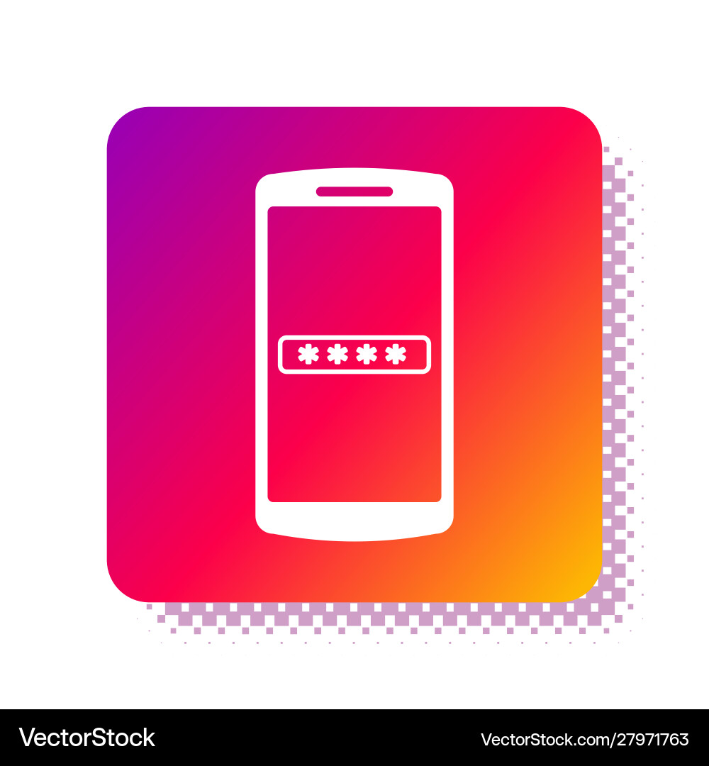 White mobile phone and password protection icon Vector Image