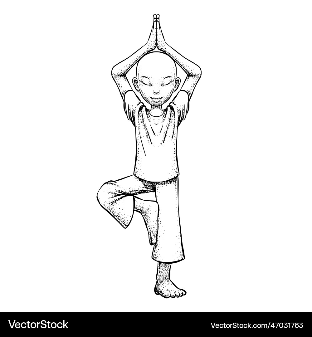 Yoga drawn in pointilism technique co Royalty Free Vector