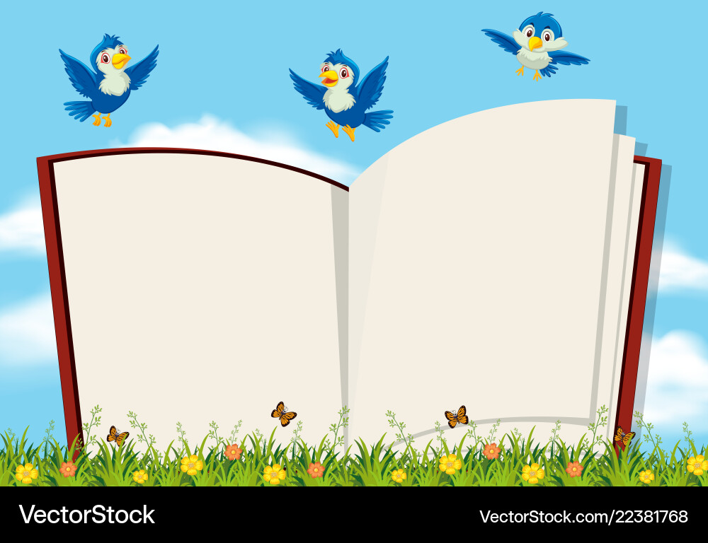 Bird on blank book template Royalty Free Vector Image