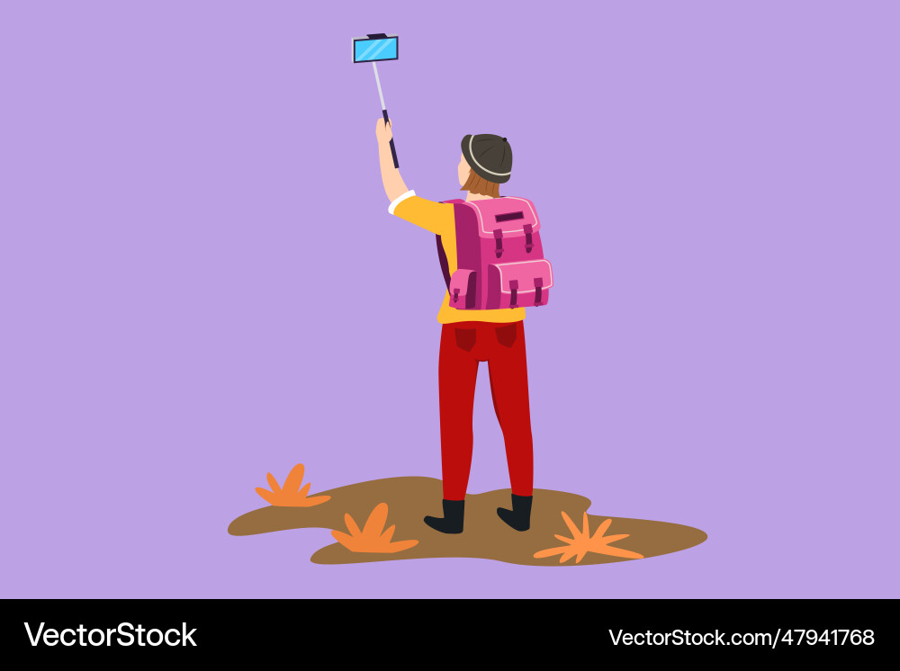 Character flat drawing back view of young pretty Vector Image