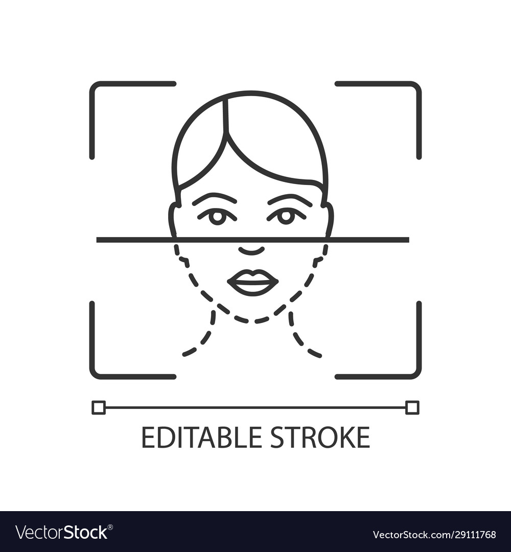Face scanning process linear icon Royalty Free Vector Image