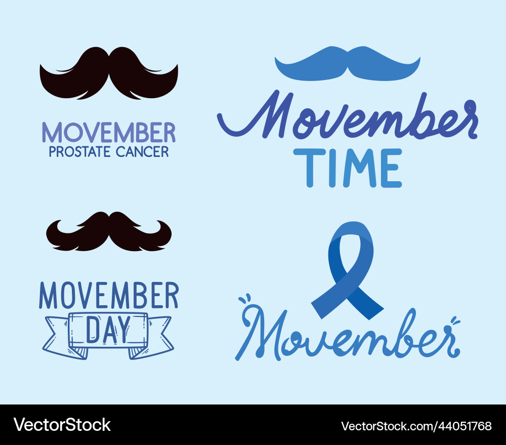 Four movember day letterings Royalty Free Vector Image
