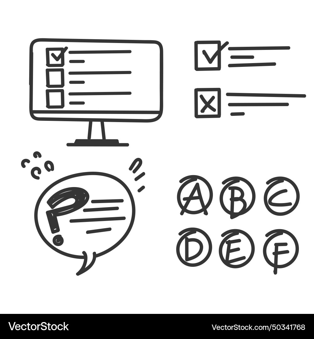 Hand drawn doodle test quiz score icon related Vector Image