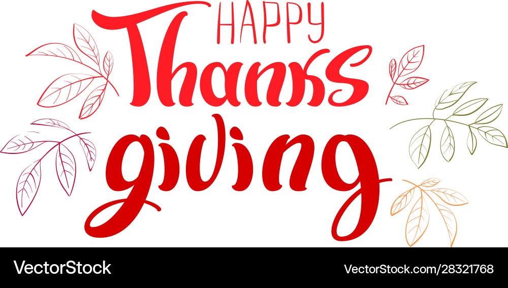 Happy thanksgiving lettering text for greeting Vector Image