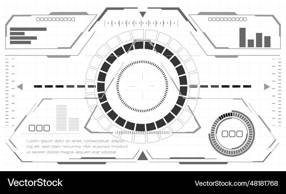Hud sci-fi interface screen monochrome view Vector Image