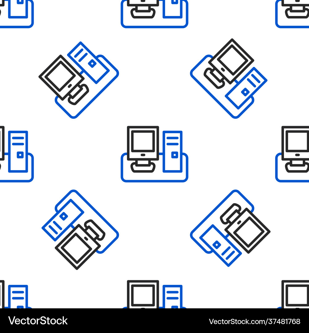 Line computer monitor with keyboard and mouse icon