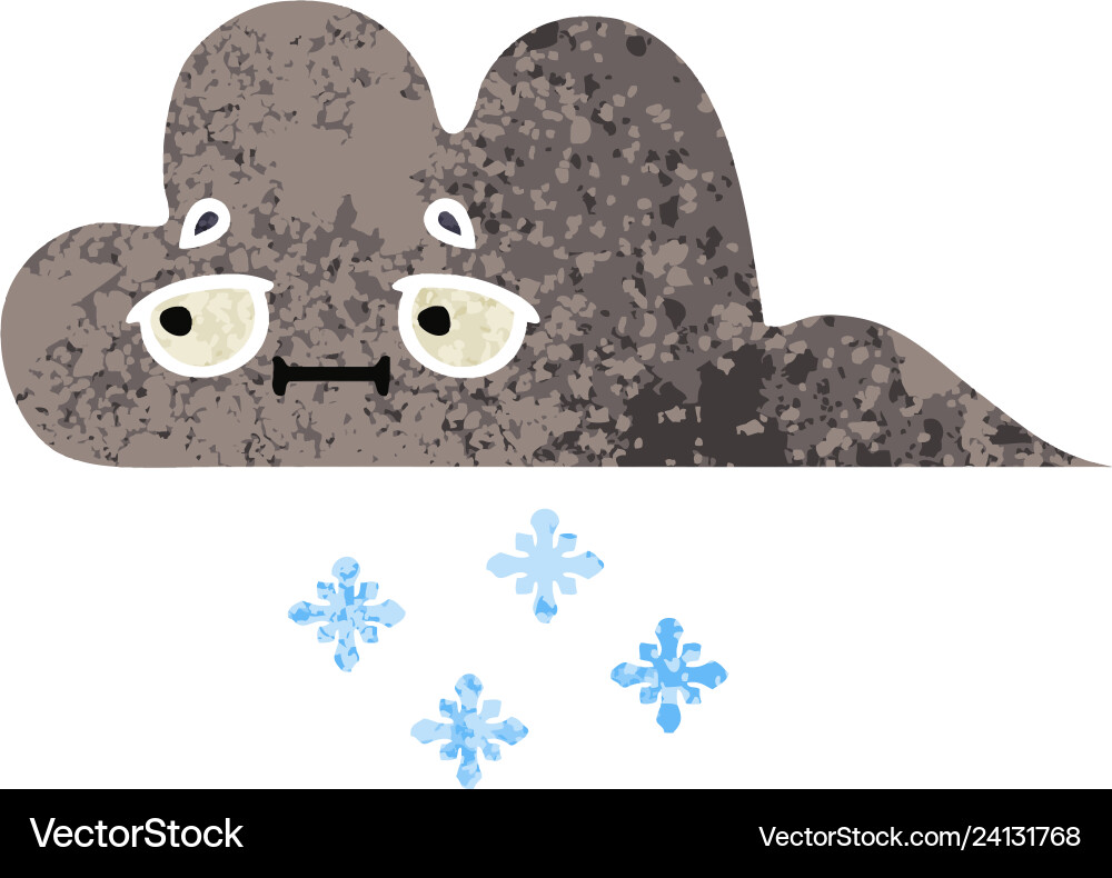 Retro style cartoon storm snow cloud Royalty Free Vector