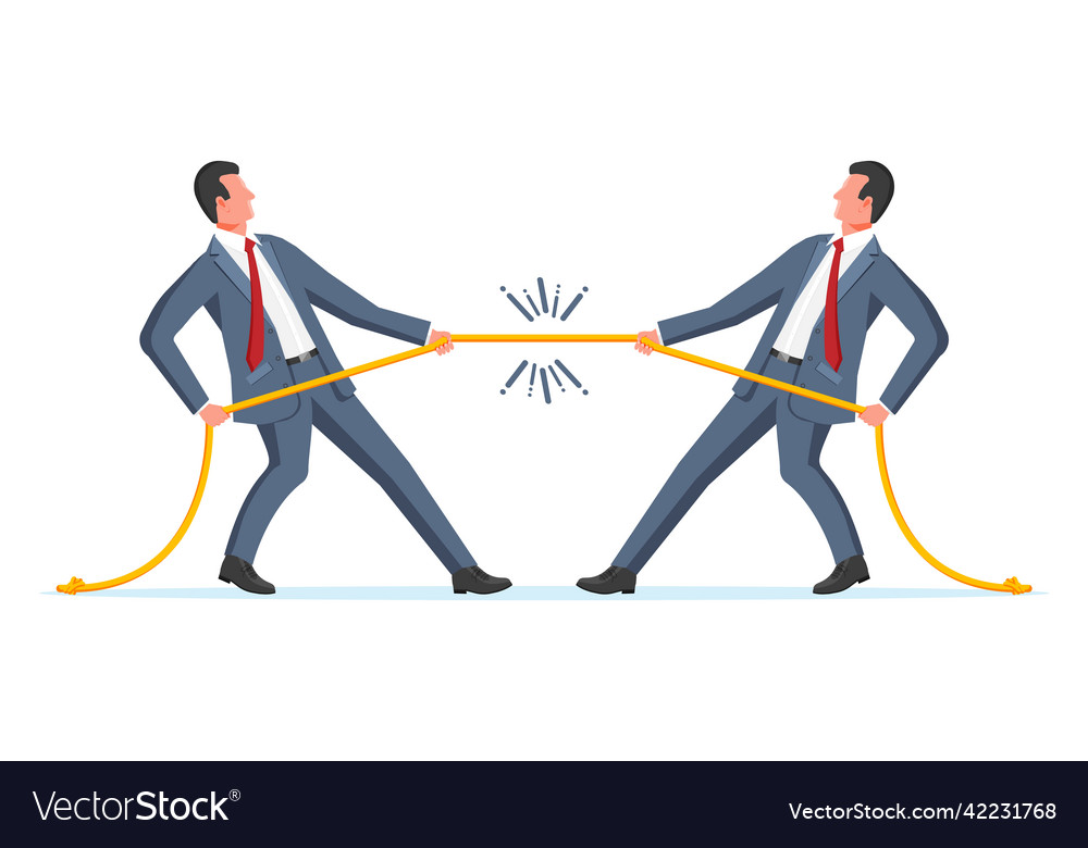 Two businessman pull of rope Royalty Free Vector Image Two businessman pull of rope Royalty Free Vector Image