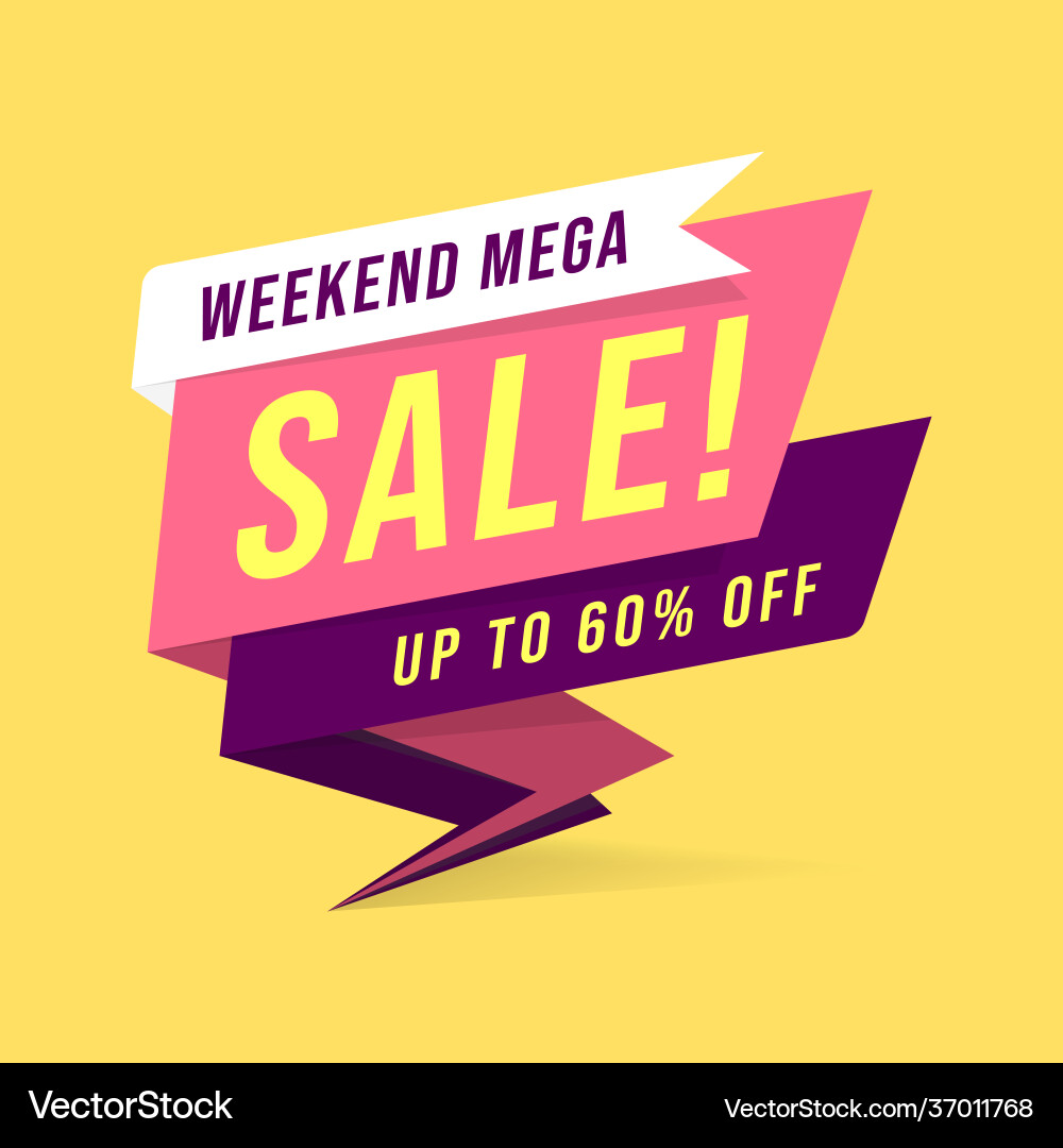 Weekend mega sale banner template in flat style Vector Image