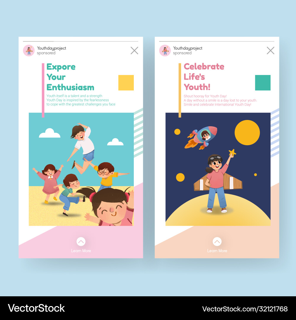 Youth day instagram template design Royalty Free Vector
