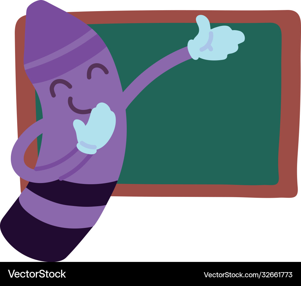Board and crayons with happy face cartoon Vector Image