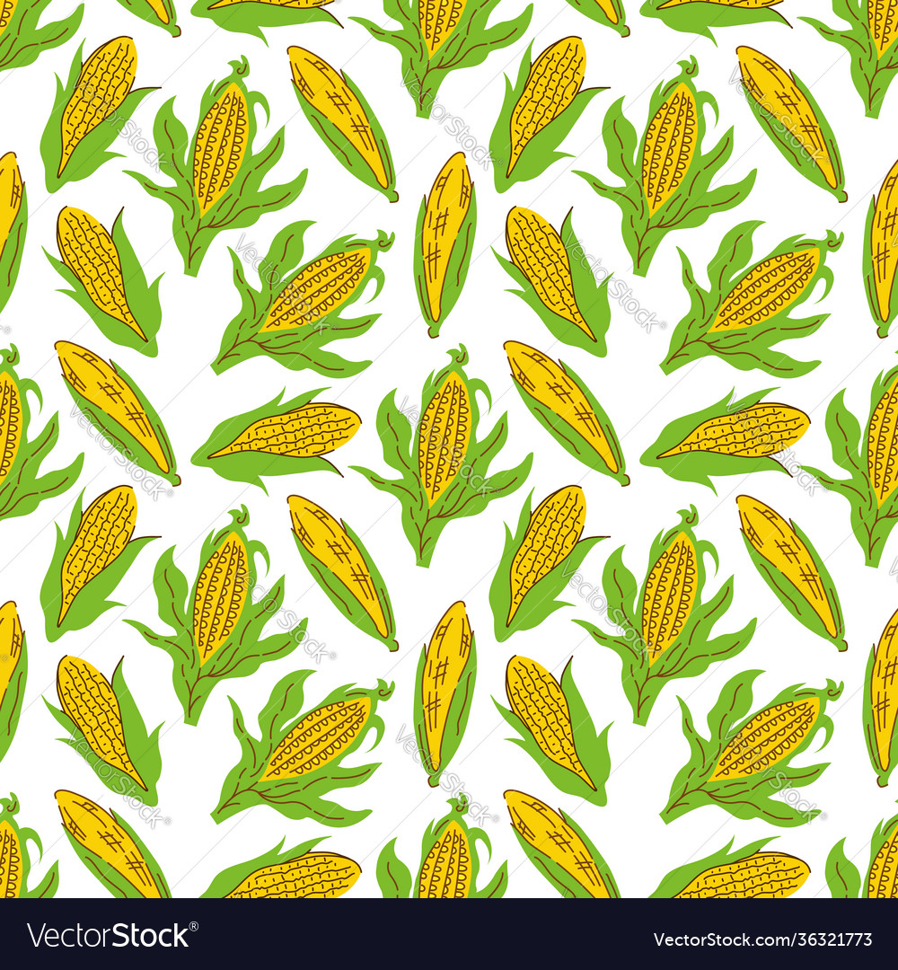 Corn seamless pattern background Royalty Free Vector Image