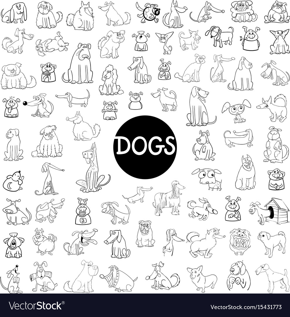 Dog characters large set Royalty Free Vector Image
