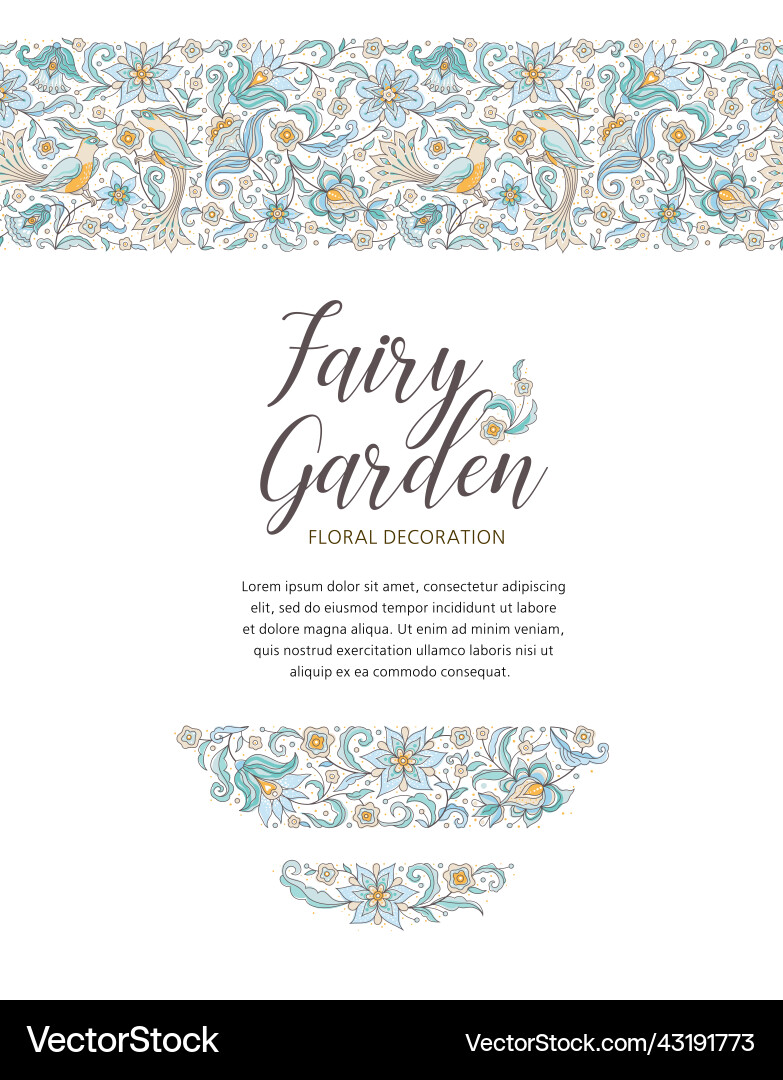 Floral frame vignette seamless border card design Vector Image