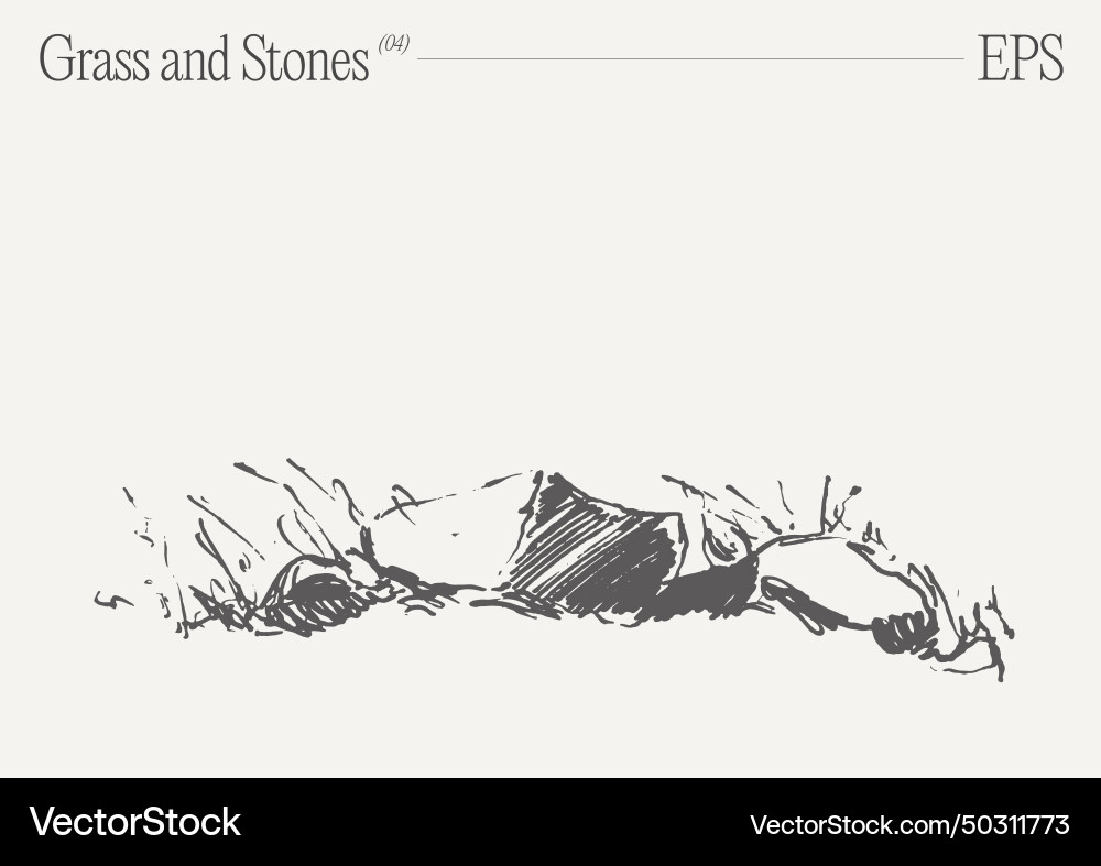Hand drawn of grass and rocks Royalty Free Vector Image