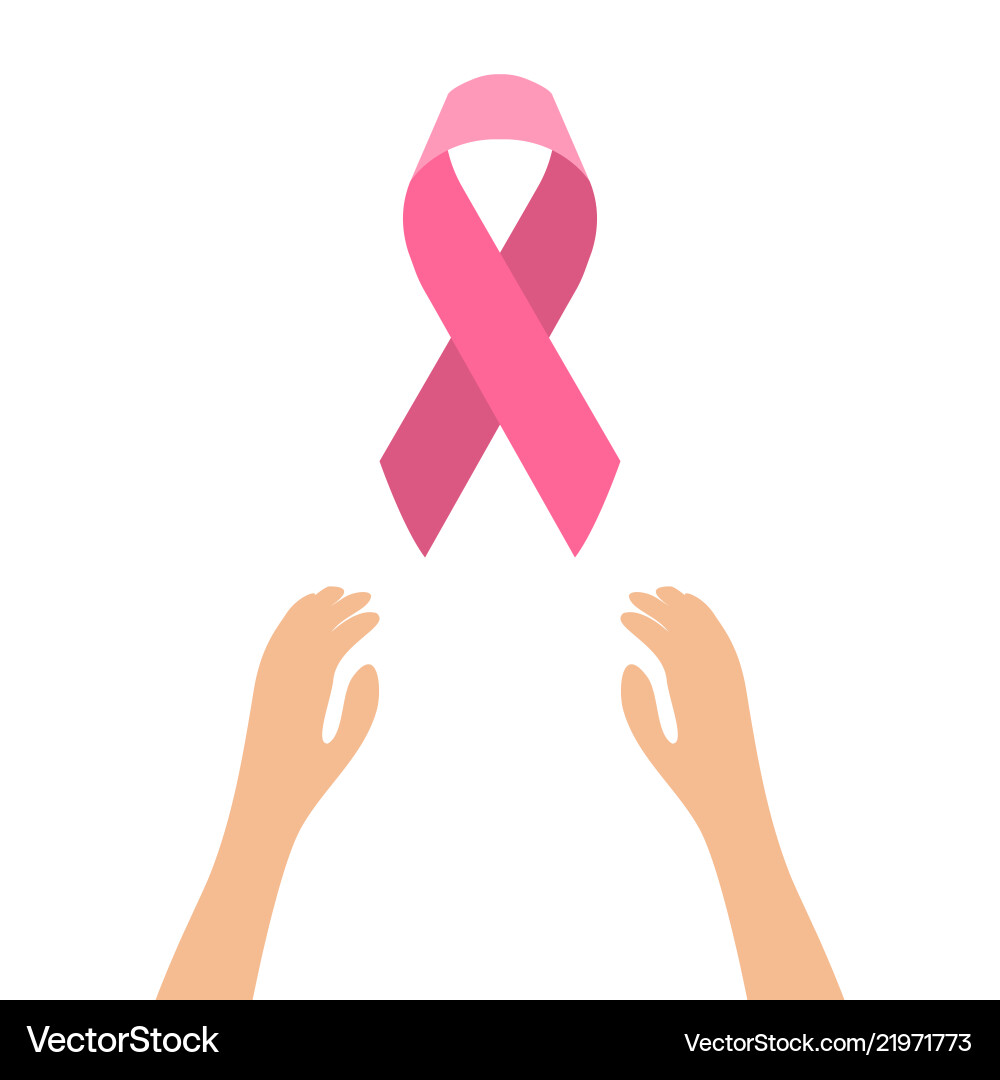 Hands reaching for the pink ribbon Royalty Free Vector Image