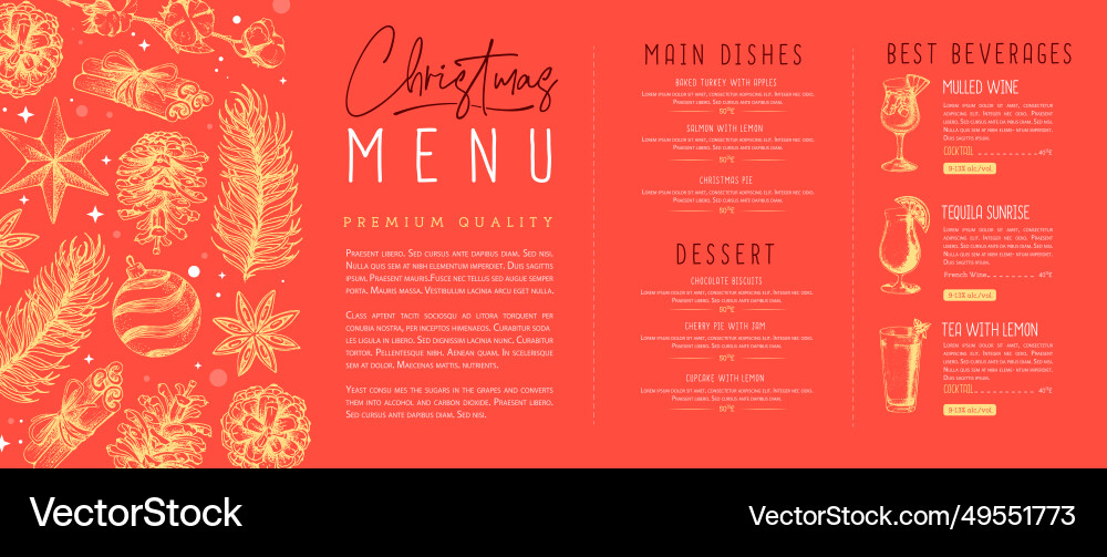 Restaurant christmas holiday menu design Vector Image