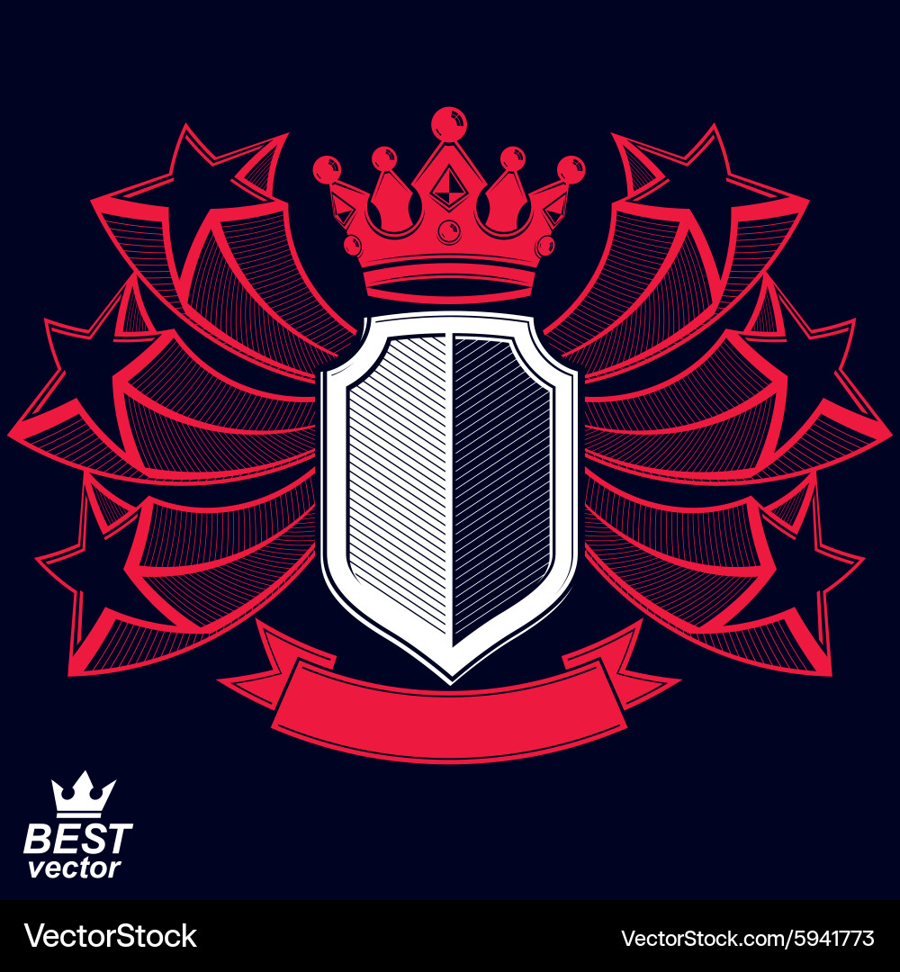 Royal stylized graphic symbol shield with 3d stars