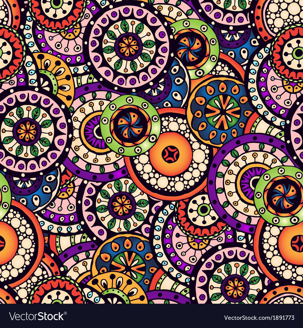 Seamless Abstract Doodle Flower Pattern In Vector Image