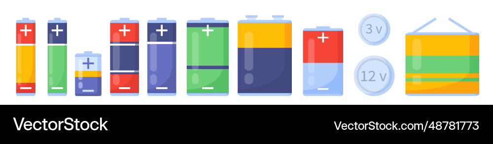 Set of batteries concept Royalty Free Vector Image