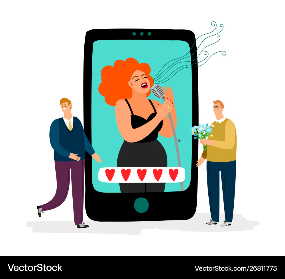 Singer and fans smartphone app Royalty Free Vector Image