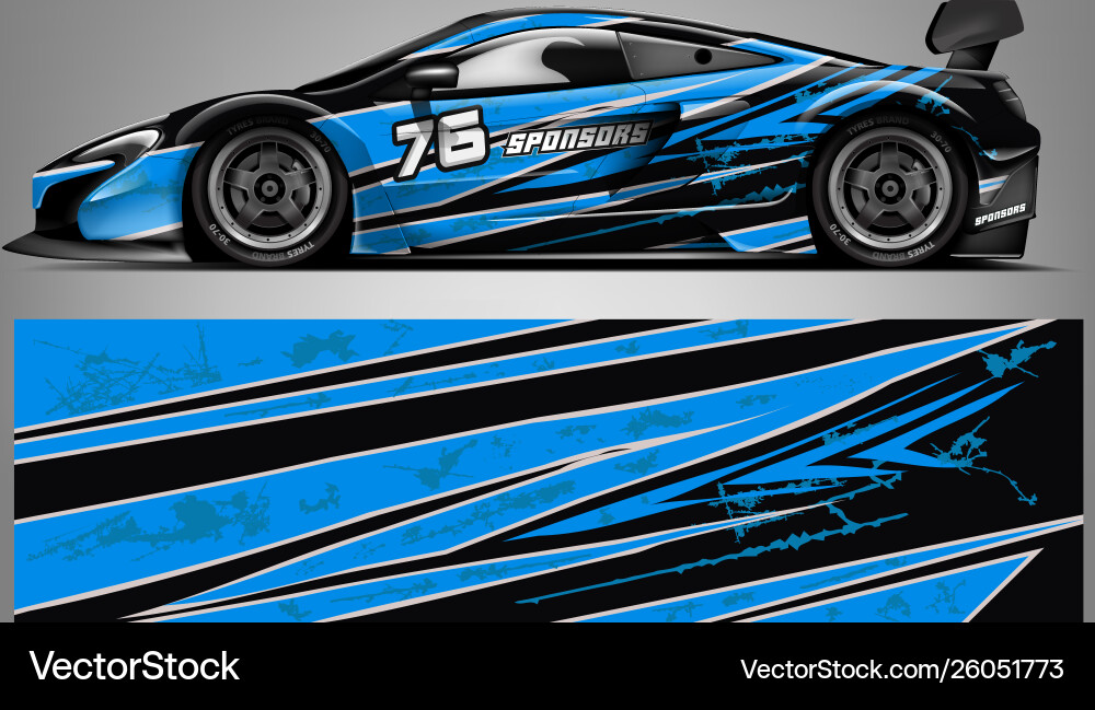 Sport car racing wrap design Royalty Free Vector Image