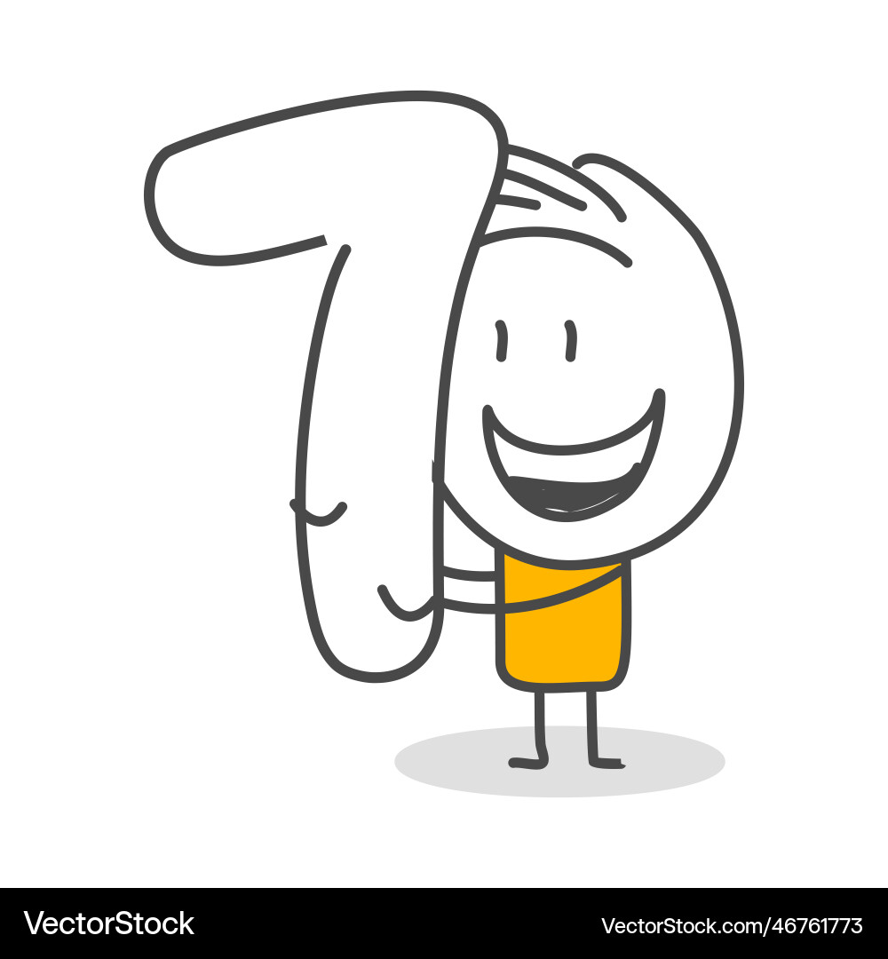 Stick figures numbers hand drawn doodle line art Vector Image