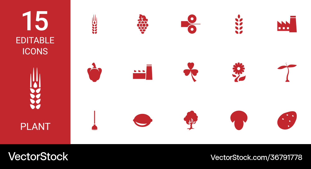 15 plant icons Royalty Free Vector Image - VectorStock
