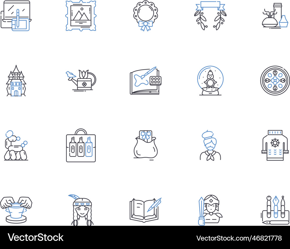 Artistry line icons collection creativity Vector Image