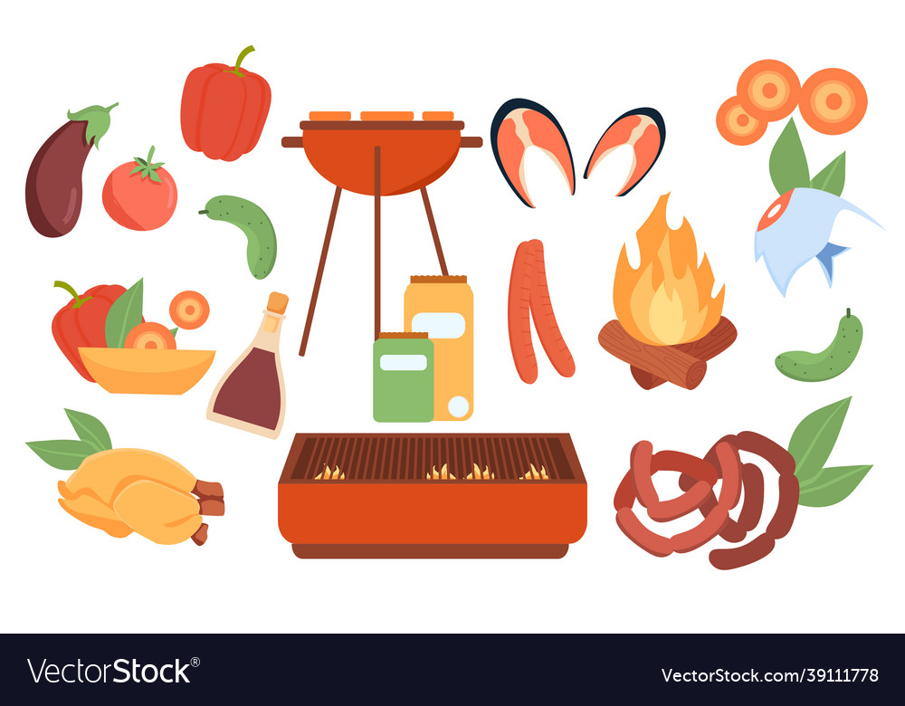 Barbecue elements set Royalty Free Vector Image