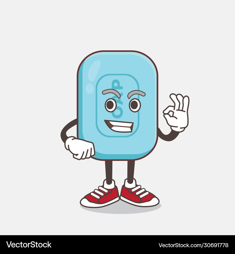 Blue soap cartoon mascot character with calling Vector Image