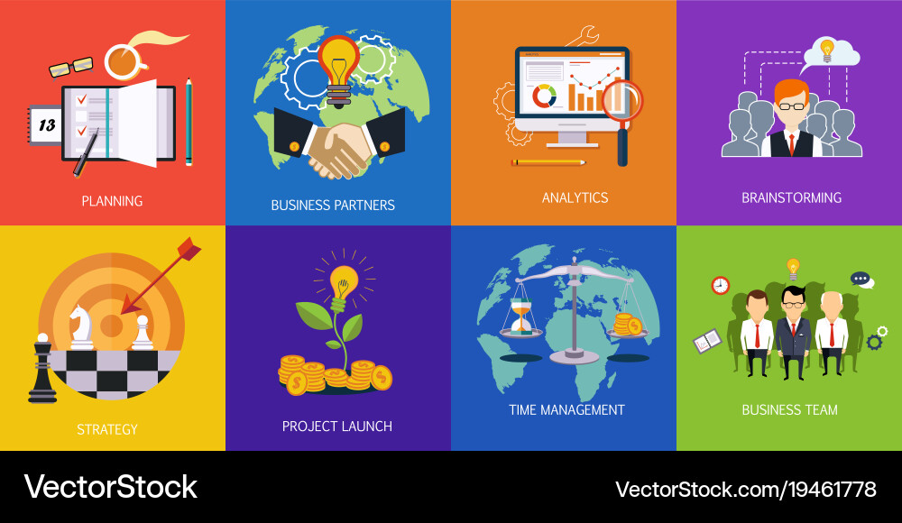 Business banners partners strategy Royalty Free Vector Image