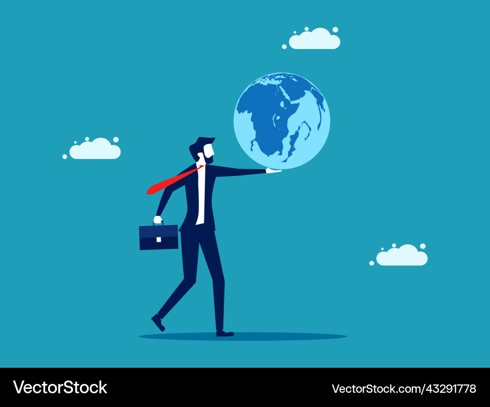 Businessman holding a globe global cooperation Vector Image