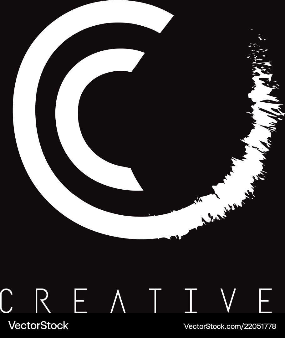 C monogram letter logo design brush paint stroke Vector Image