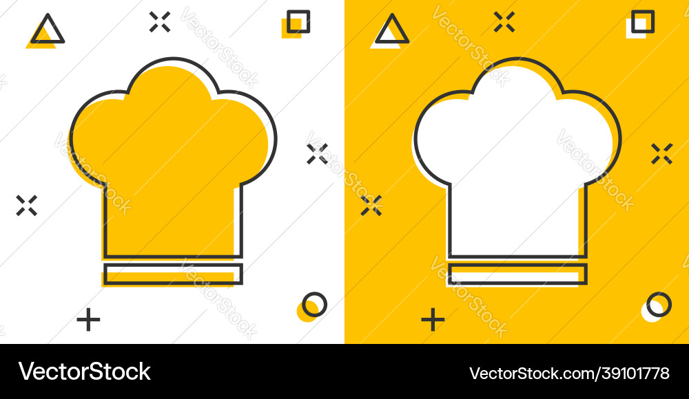 Chef hat icon in comic style cooker cap cartoon Vector Image
