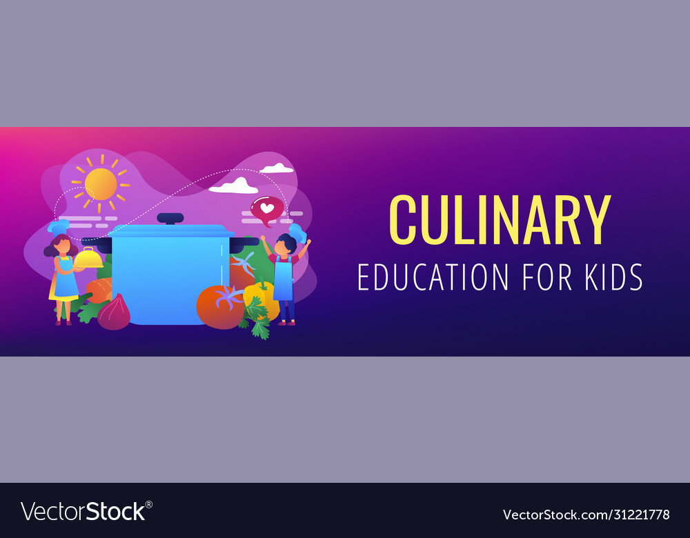 Cooking camp concept banner header Royalty Free Vector Image