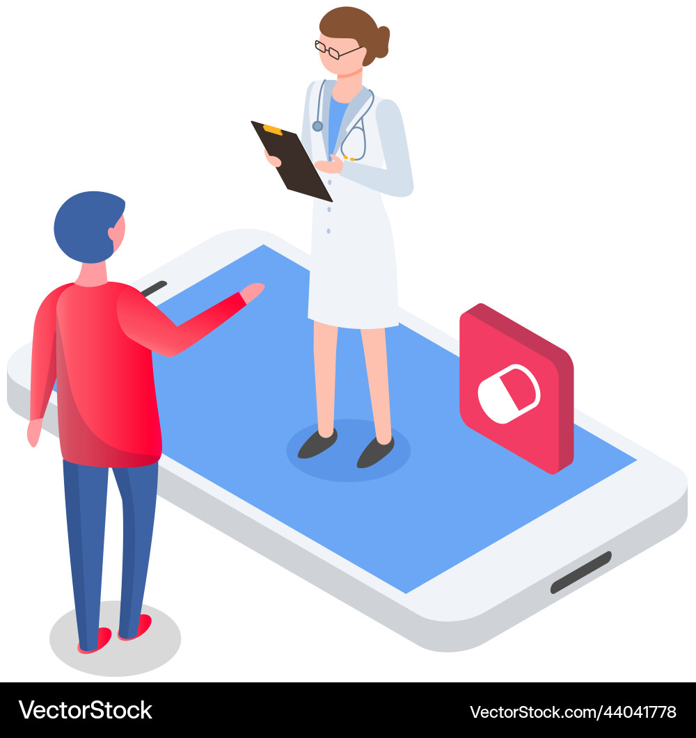 Doctor with patient woman making notes Royalty Free Vector