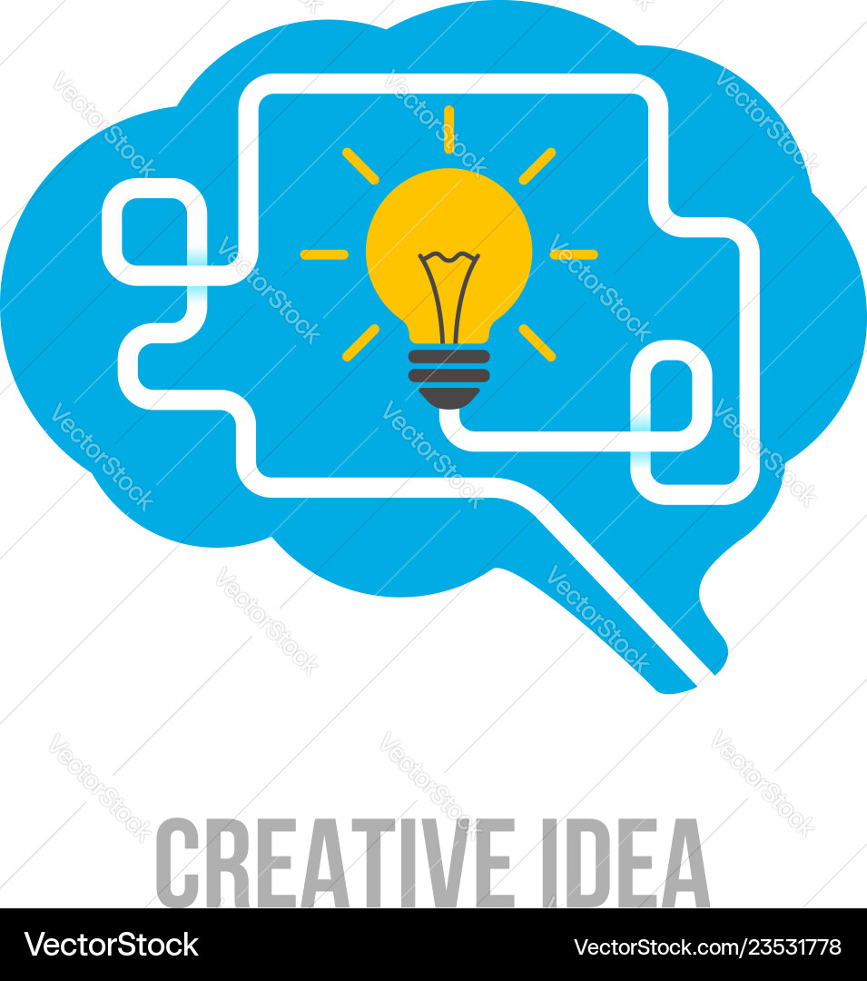 Emblem brain symbol of creative ideas mind Vector Image