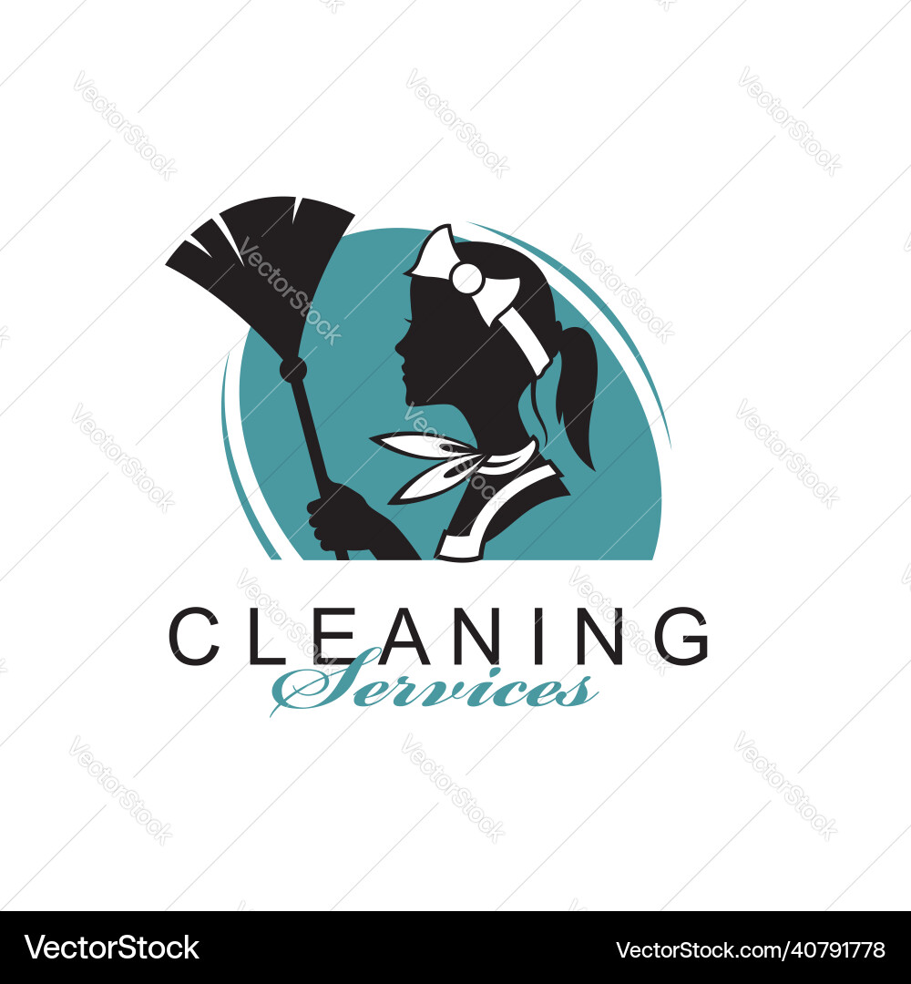 House maid lady emblem Royalty Free Vector Image