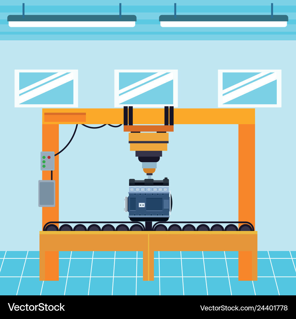 Industry car manufacturing cartoon Royalty Free Vector Image
