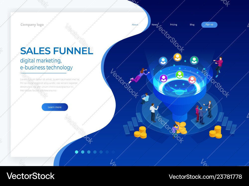 Isometric online funnel generation sales customer Vector Image