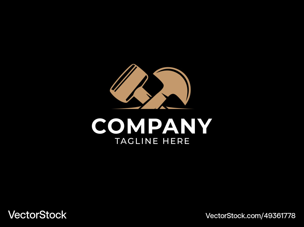 Leather craft with hammer and cutter logo design Vector Image