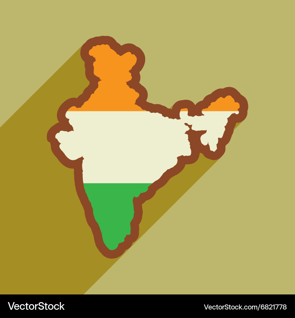 Modern flat icon with long shadow map of india Vector Image