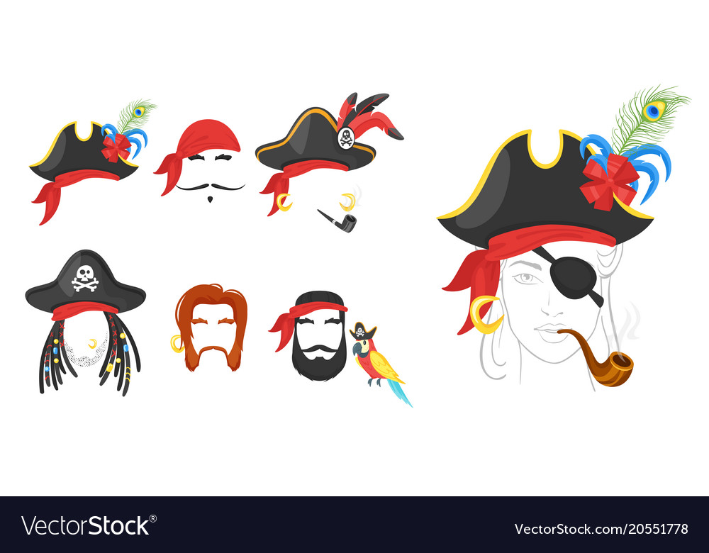 Pirate faces elements Royalty Free Vector Image