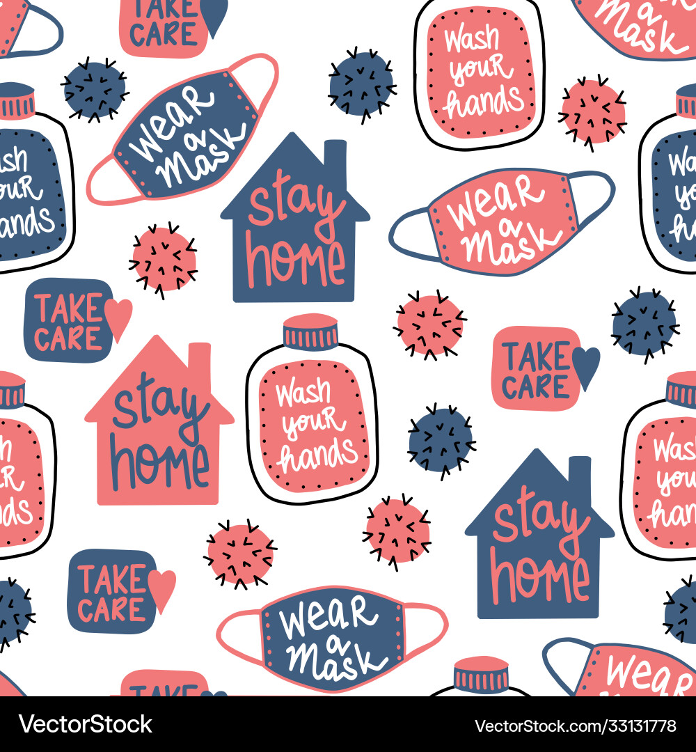 Seamless lettering background coronavirus stickers