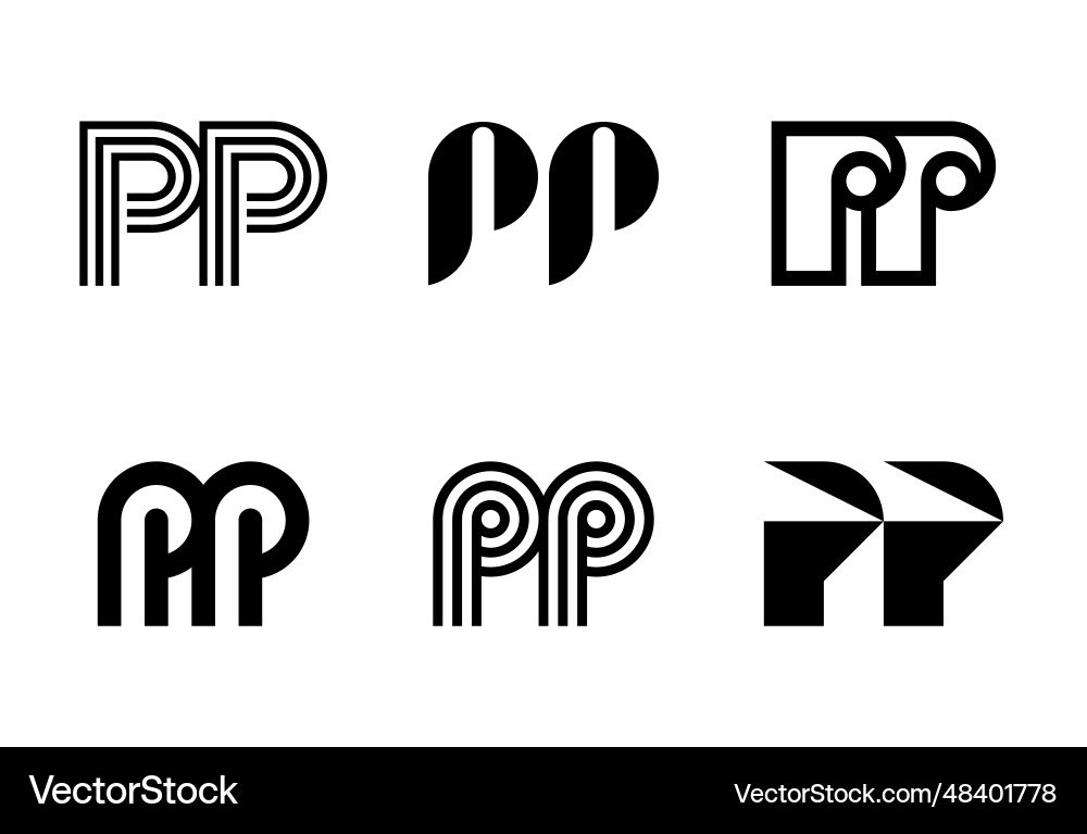 Set of letter pp logos Royalty Free Vector Image