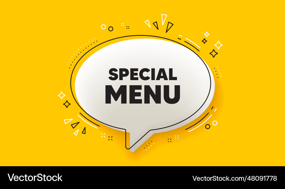 Special menu tag kitchen food offer Royalty Free Vector