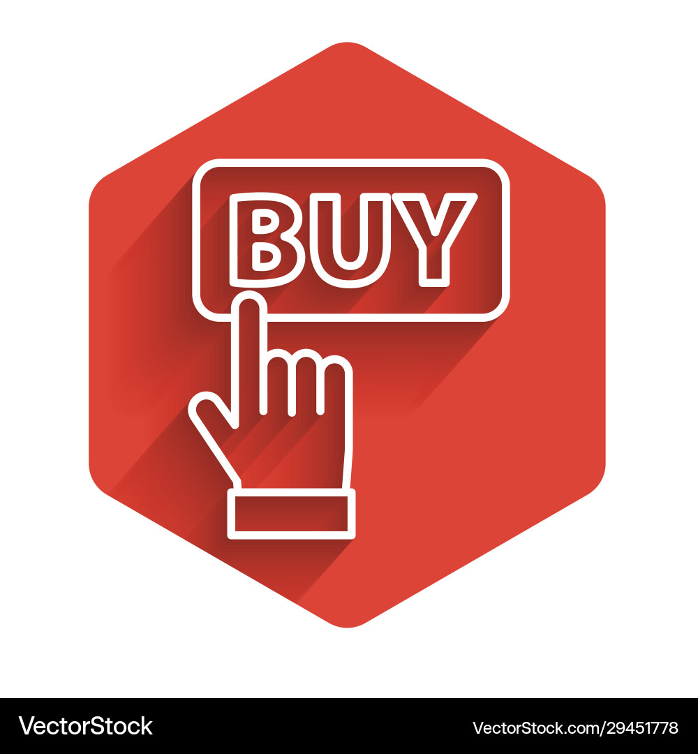 White line buy button icon isolated with long Vector Image
