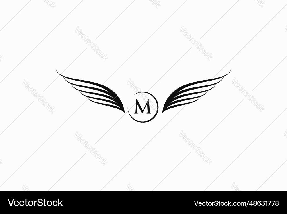 Wings sign symbol abstract element letter m logo Vector Image